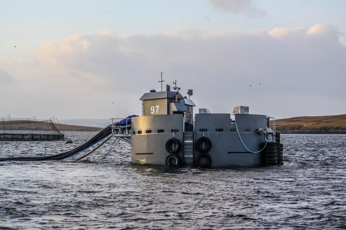 Shetland’s first hybrid feed barge now active | SalmonBusiness